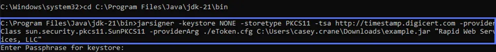 How to Sign JAR File with a Trusted Certificate and a Secure Token